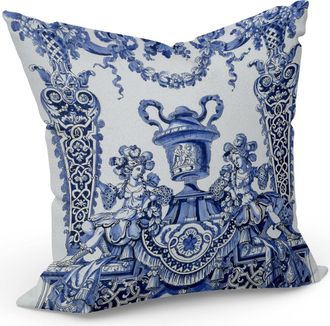 Fabulous Kissen Kissenbezug 40x40 cm Barock Vase Blau und Weiß Design Keramik Stil