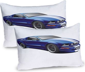 Abakuhaus Teen Zimmer Kissenbezug Packung mit 2, Ford Mustang GT V8 Modifiziertes Auto Fahrzeug Rennen Illustration, Dekorativer Standard Gedruckter Kissenbezug