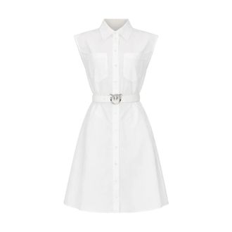 Pinko Rippstrick-Shirtkleid aus Baumwolle - - Dresses - Damen - Wei&szlig; - S