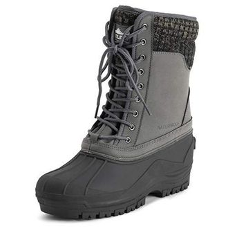Polar Femmes Lacer Imperméable Lhiver Semelle En Caoutchouc Mi-Mollet Nubuck Boue Neige Bottes - Gris Nubuck - UK8/EU41 - YC0691
