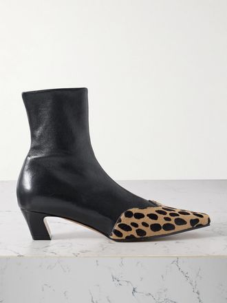 Khaite Bottines En Cuir Et En Fa&ccedil;on Poulain &Agrave; Imprim&eacute; L&eacute;opard Nevada - Noir