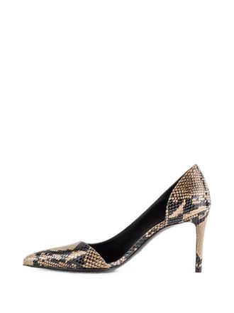 Khaite Womens Pumps Jett Dorsay Python-Embossed Leather Beige Calf High Heel Shoes