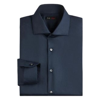 Fay Reisehemd mit franz&ouml;sischem Kragen - - Shirts - Herren - Blau - 2XL