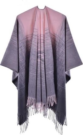 Generic Poncho ch&acirc;le pour femme - Cape ouverte sur le devant pour lautomne et lhiver - &Eacute;charpe l&eacute;g&egrave;re pour femme, gris fonc&eacute;, taille unique