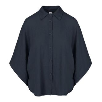 Bomboogie Femme, Blouses et Chemises, Bleu, Taille: 40 FR Chemise en lin coupe confort