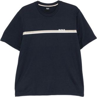 HUGO BOSS Authentic Stripe-detail Logo-print T-shirt