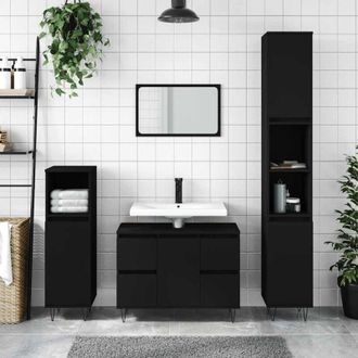 vidaXL Vidaxl - Armoire de salle de bain noir 80x33x60 cm bois ding&eacute;nierie