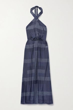 Lemlem + Net Sustain Ajani Neckholder-midikleid Aus Charmeuse Mit Streifen - Blau