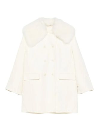 Ermanno Scervino Doppelreihiger Mantel mit Shearling - Nude