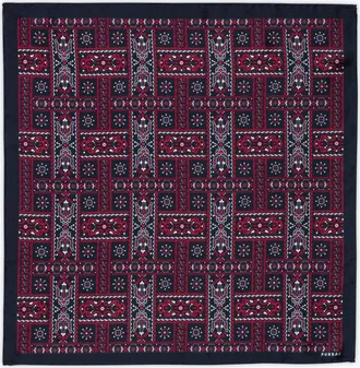 Fursac Pochette en twill de soie &agrave; imprim&eacute; - Taille Unique - Homme