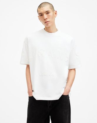 AllSaints Biggy - Kurz&auml;rmliges T-Shirt in optischem Wei&szlig; mit Rundhalsausschnitt