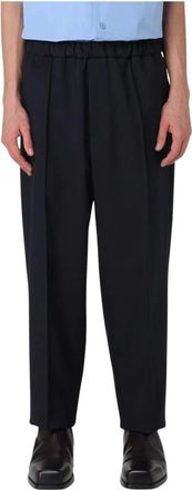 Jil Sander Homme, Pantalons, Bleu, Taille: L Pantalon Coupe D&eacute;contract&eacute;e avec Taille &Eacute;lastiqu&eacute;e et Plis sur le Devant