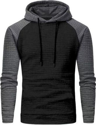 Generic Sweat &agrave; capuche l&eacute;ger uni pour homme - Automne et hiver - Tendance - D&eacute;contract&eacute; - &Agrave; carreaux - Manches longues - Pour entra&icirc;nement int&eacute;rieur et ext&eacute;r