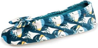 Isotoner Chaussons pantoufles Ballerines femme grand noeud et semelle en cuir, 39/40 EU, tropical