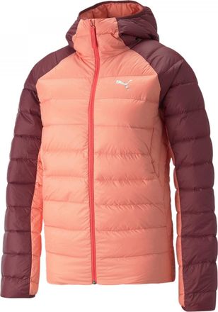 Puma Puma W Packlite Hooded Down Jacket Colorblock-Pink-Rot - Daunen Warme wasserabweisende Damen Daunenjacke, Gr&ouml;&szlig;e M - Farb