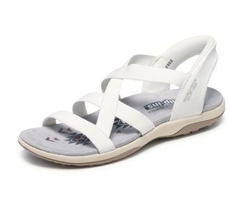 Skechers Slip-ins Reggae Slim - Stretch Flex Hands Free Damensandalen, Weiss/opulenter Garten, 36 EU