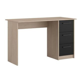 Parisot Bureau droit 3 tiroirs - D&eacute;cor chene Brooklyn - l 121,4 x p 55 x h 74.5 cm - essentielle