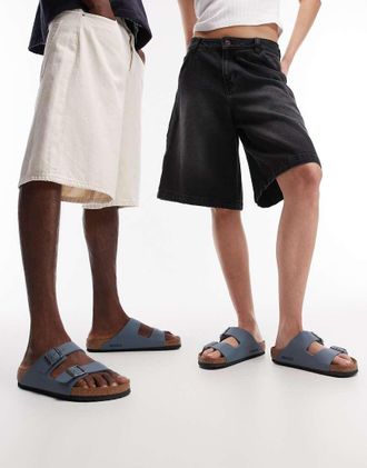 Birkenstock Arizona Birko-Flor - Sandales unisexes - Gris basalte-Bleu