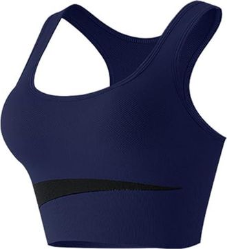 Generic Soutien-gorge de yoga d&eacute;contract&eacute; et respirant sans anneau en acier pour femme, bleu marine, XL