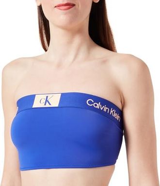 Calvin Klein Haut de Bikini Femme Longline Bandeau sans Bretelle, Bleu (Midnight Lagoon), XS