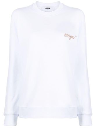 Msgm Sweatshirt mit Logo-Stickerei - Wei&szlig;
