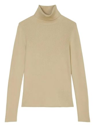 Marc O'Polo haut côtelé à col montant - Marron