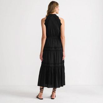 Lands End Maxikleid aus Baumwoll-Voile, Damen, Größe:40-42 regular, Schwarz, Viskose-Mischung/Baumwolle Modal, by Lands End