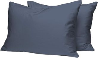 Pizuna Luxuri&ouml;ser Soft-Satin 2er Pack Kissenbezug 50 x 75 cm Dunkel blau, 400 Fadenzahl Baumwolle Quadratisch Kissenbez&uuml;ge, 100% Langstapel Baumwolle Nur Kis