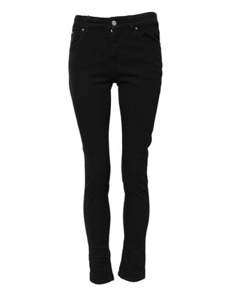 Dolce & Gabbana Womens Black Cotton Skinny Mid Waist Denim Jeans Elastane Clothing