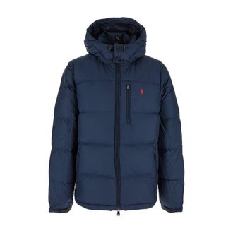 Polo Ralph Lauren Homme, Vestes, Bleu, Taille: XL Doudoune avec Capuche Fixe et Logo Poney Brod&eacute;