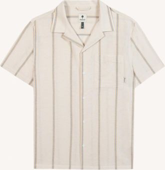 Faguo Chemise manches courtes &eacute;cru et bleu - PAIOLIVE