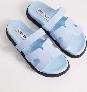 Steve Madden Missile - Sandales &agrave; brides en daim - Bleu pastel