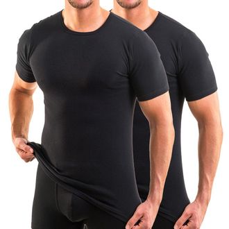 Hermko 3840 2er Pack Herren Kurzarm Shirt (Weitere Farben), 100% Bio-Baumwolle, Größe:D 11 = EU 5XL, Farbe:schwarz