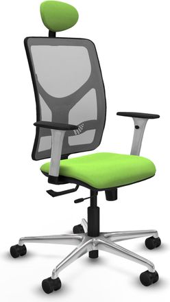 Piqueras y Crespo Isomalla Motilla Stuhl mit wei&szlig;en und schwarzen Armlehnen, h&ouml;henverstellbarer Lendenwirbelst&uuml;tze und festem Kopfteil, ausgestattet mit Syncro/Traslack