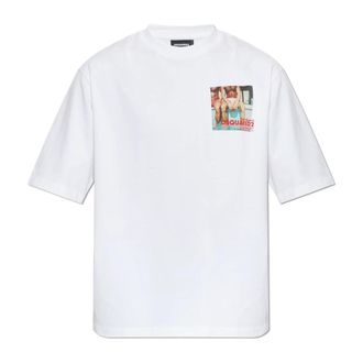 Dsquared2 Bedrucktes T-Shirt - - Tops - Herren - Wei&szlig; - XS