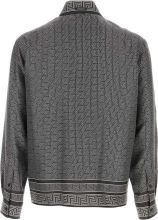 Versace Printed Silk Twill Shirt - Gray