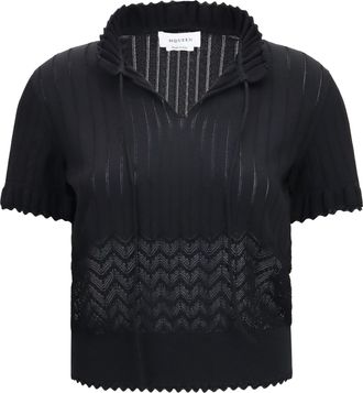 Alexander McQueen Open-Knit Viscose T-Shirt - Black