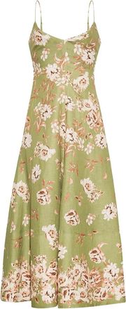 Cara Cara robe mi-longue &agrave; fleurs - Vert