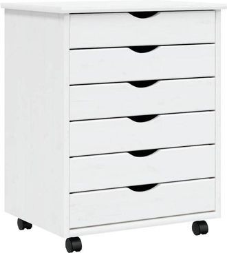 vidaXL Rollschrank mit Schubladen moss Wei&szlig; Massivholz Kiefer - Vidaxl