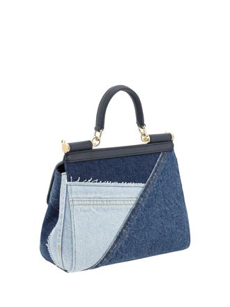Dolce & Gabbana Womens Handbag Sicily Denim Cotton Handbags Hand Bags