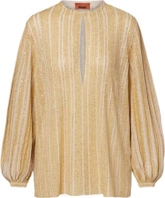 Missoni Femme, Blouses et Chemises, Jaune, Taille: 36 FR Blouse Missoni en viscose lam&eacute;e &agrave; chevrons et sequins