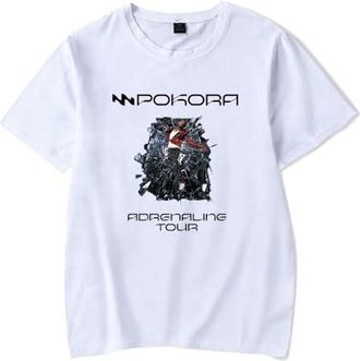 Generic M. Pokora Adrenaline Tour T-shirt &agrave; manches courtes et col rond pour femmes et hommes, T-shirt d&eacute;contract&eacute; de mode, blanc, L