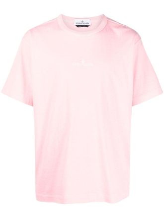 Stone Island T-Shirt mit Logo-Stickerei - Rosa
