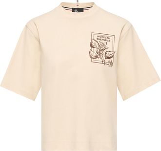 Moncler Moncler T-shirt En Coton M&eacute;lang&eacute; &Agrave; Imprim&eacute; Floral, Femme, Blanc, Taille: Xs