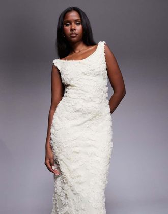 Asos Robe textur&eacute;e longue - Cr&egrave;me-Blanc