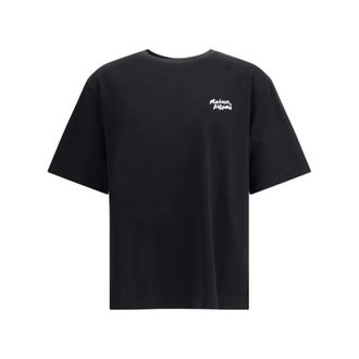 Maison Kitsuné Homme, Tops, Noir, Taille: L T-shirt logo contrastant