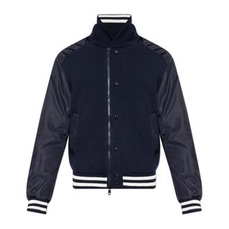 Moncler Homme, Pulls, Bleu, Taille: XL Cardigan avec Tissus Mixtes