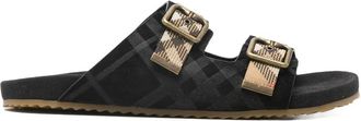 Burberry Homme, Chaussures, Noir, Taille: 40 EU Check Suede Urchin Sandales