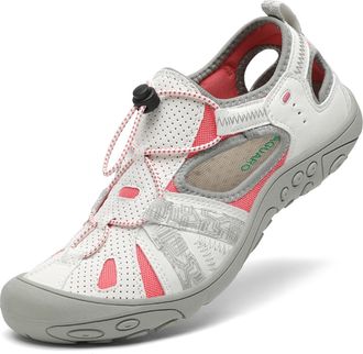 Saguaro Trekkingsandalen f&uuml;r Damen Outdoor Sport Wandersanldalen Bequem Atmungsaktiv Sommer Sandalen mit Geschlossene Zehe Wei&szlig; 36 EU