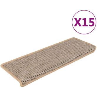 vidaXL Tapis descalier autocollants 15 pcs 65x21x4 cm Beige clair Vidaxl